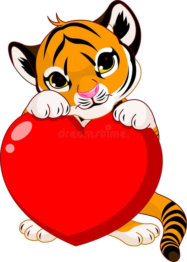 Coeur Mignon De Fixation D'animal De Tigre Illustration de Vecteur ...