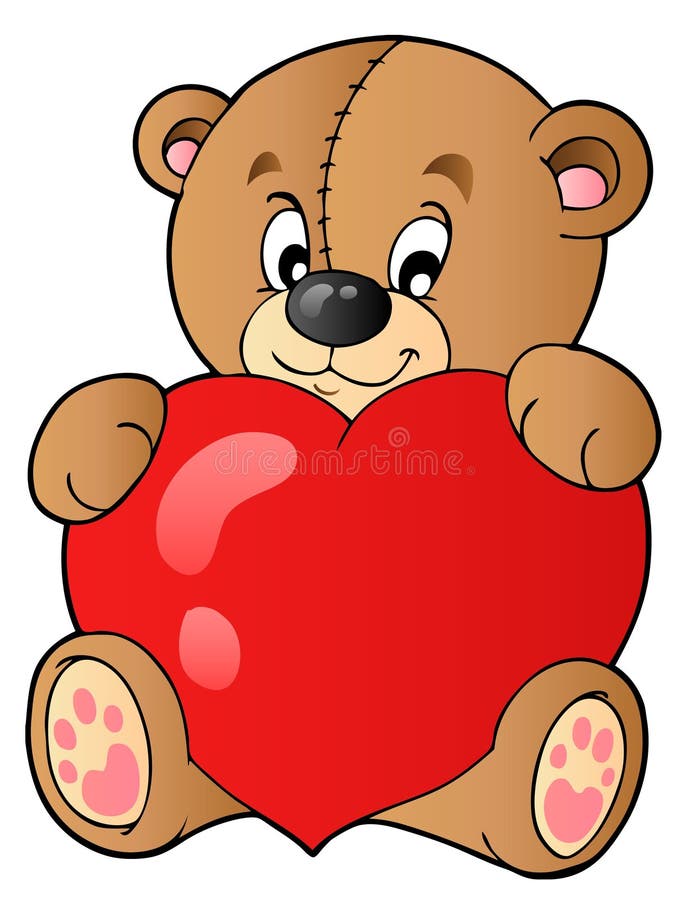 Coeur Mignon De Fixation D'ours De Nounours Illustration de Vecteur ...