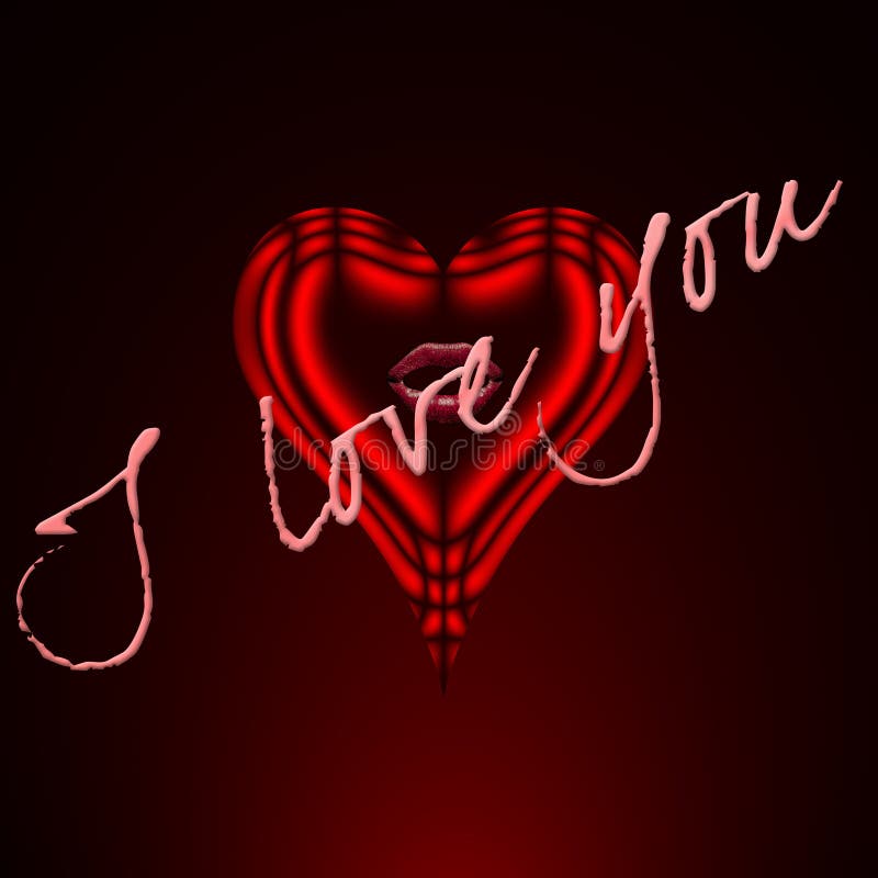 Cœur rouge avec JE T'AIME illustration stock. Illustration du bouche ...