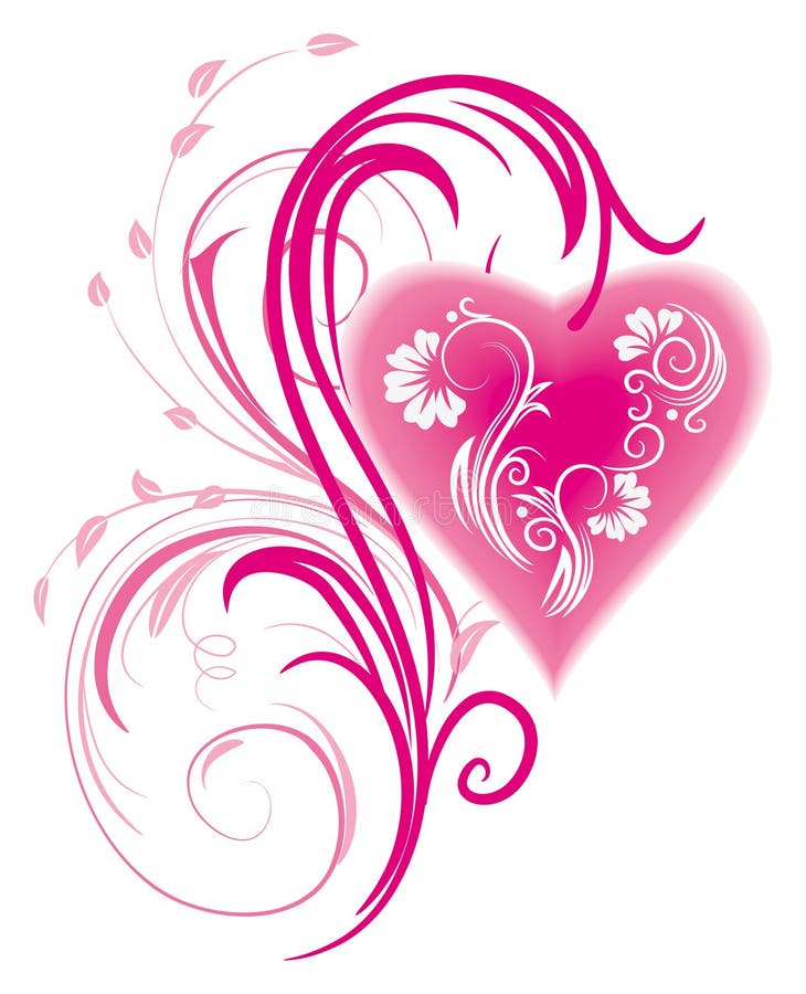 Coeur Stylisé Et Ornament_3 Floral Illustration de Vecteur ...