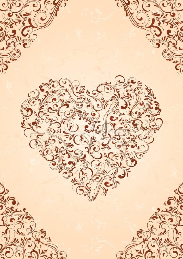 Coeur sur le fond beige illustration de vecteur. Illustration du cadre ...