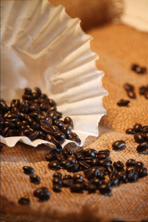 Coffe Beans and Filter on Burlap. Stock Image - Image of work, seed ...