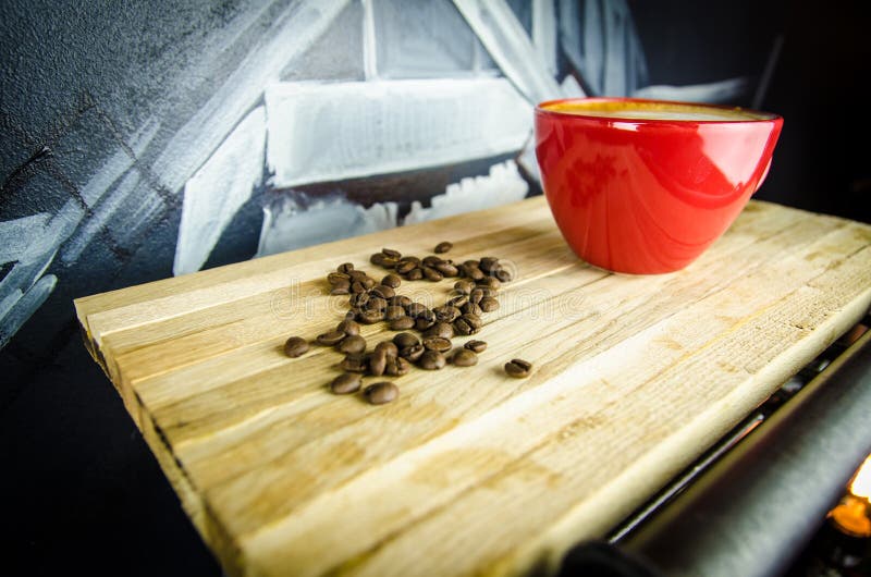 Coffe Cup with Beans on Plate Stock Image - Image of shop, coffee: 64945465