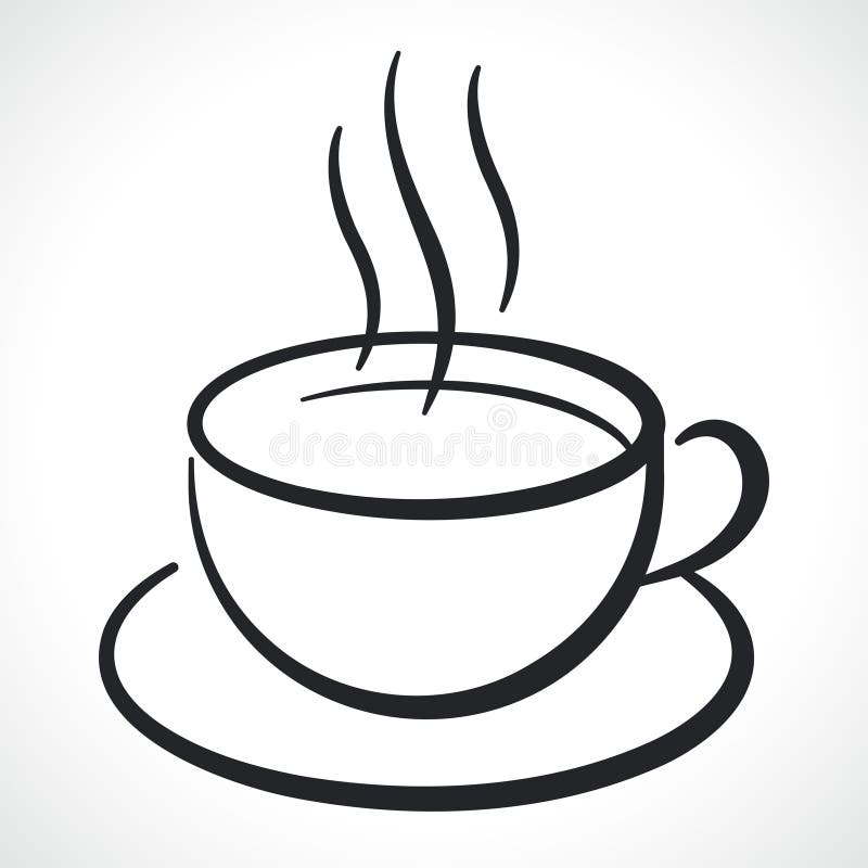 Coffe Cup Black Contour Drawing Stock Vector - Illustration of sketch ...