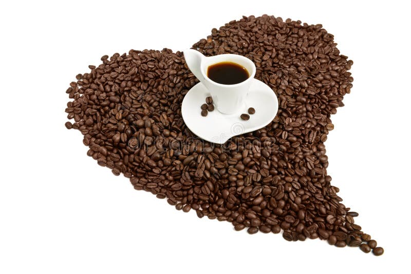 Coffe cup on heart shape stock image. Image of strength - 34389585