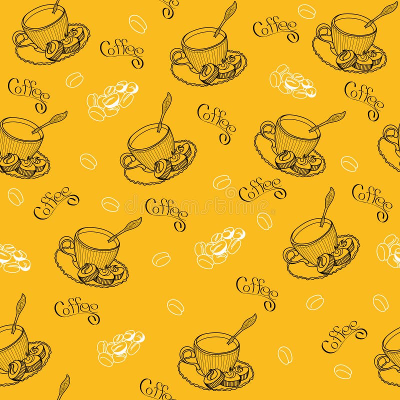 Coffe cups pattern stock illustration. Illustration of coffe - 46974498
