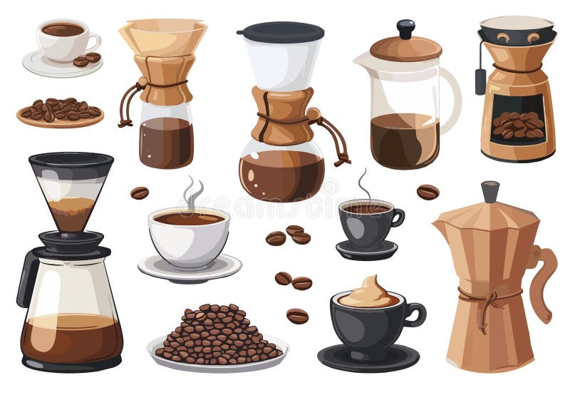 Coffe Items Set. Coffe Machine. Turkish Coffee Stock Illustration ...