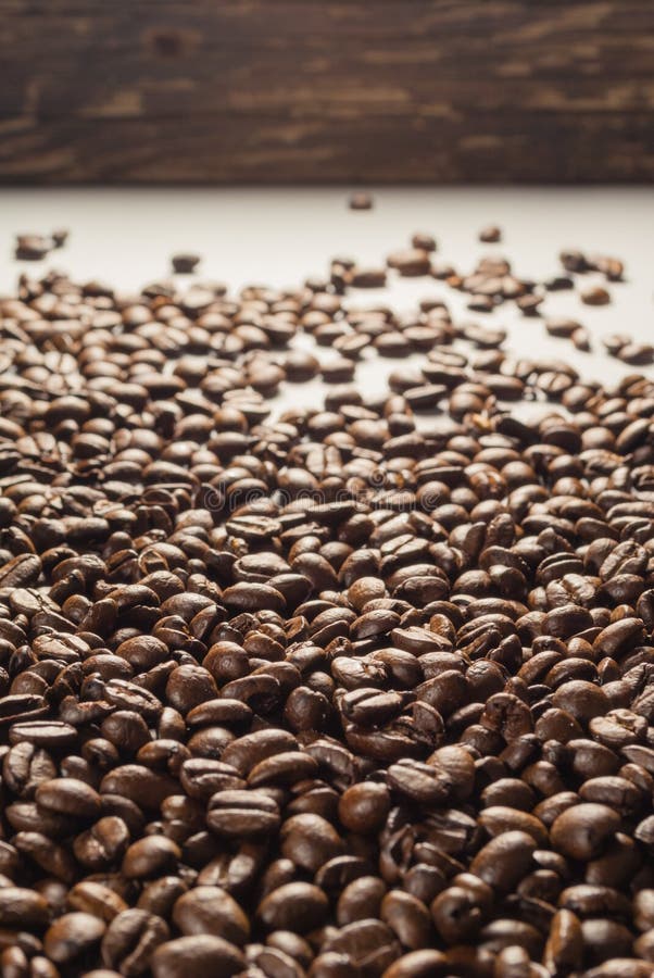 Coffebeans on Neutral Gray Background. Dark Roast Coffee. Stock Image ...