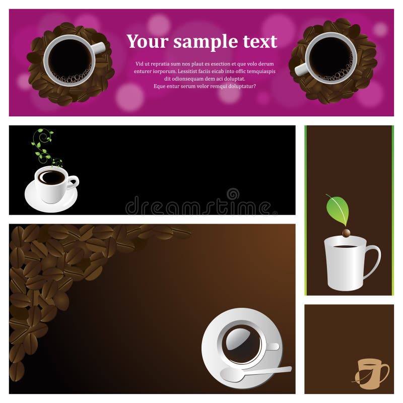 Vector Collection of 5 Coffee Theme Templates Stock Vector ...