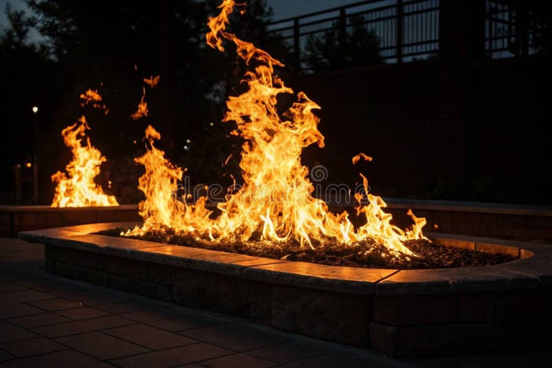A Dynamic Display of Burning Flames Against a Dark Background, Stock ...