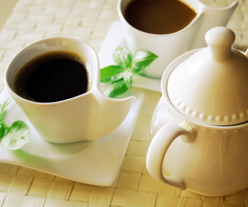 Coffee stock photo. Image of saucer, white, basil, cube - 956964