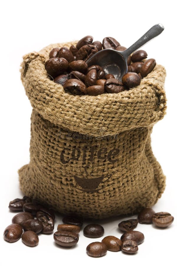 Jute Bag Full of Coffee Beans Stock Image - Image of burlap, cafeteria ...
