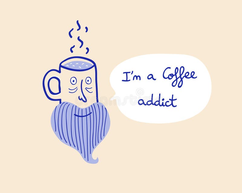 Coffee Addict Girl Jumping in a Big Cup of Coffee Stock Vector ...