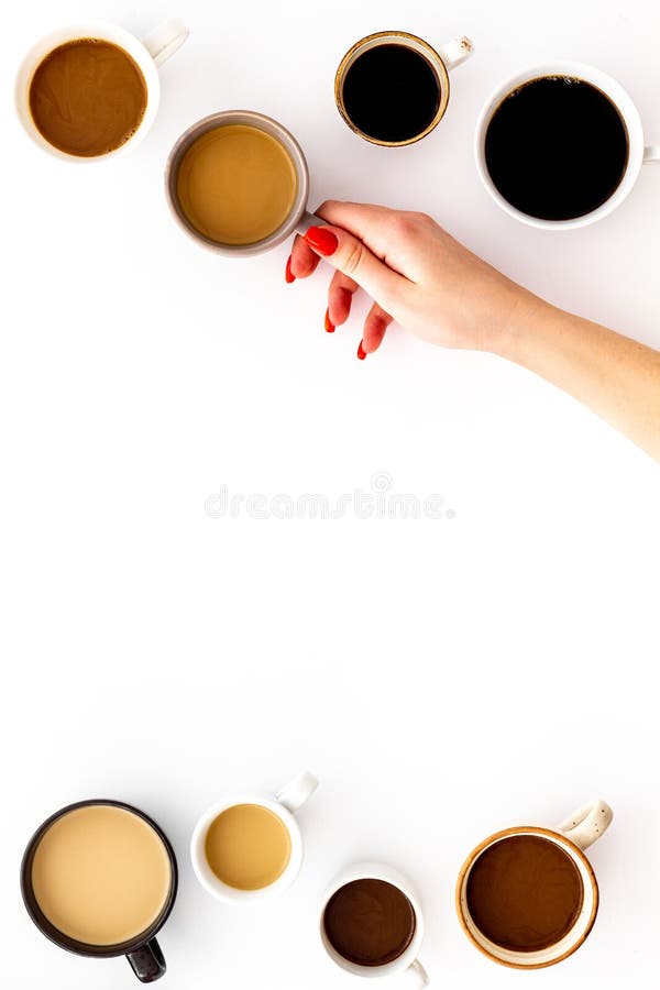 Coffee Cups Top View Set Isolated on White Stock Photo - Image of ...