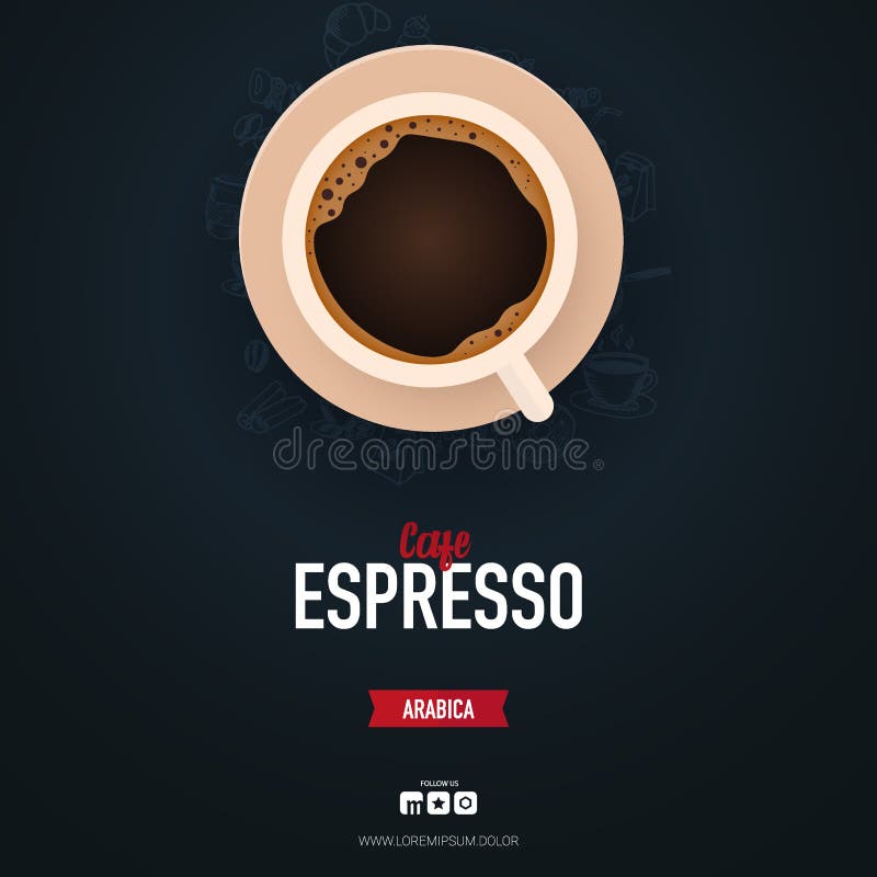 Coffee Ads with Cup and Hand Draw Doodle Background. Stock Vector ...