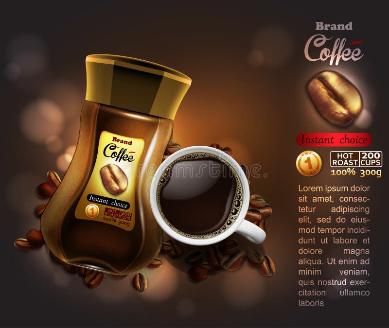 Coffee Advertising Design, High Detailed Realistic Illustration Stock ...