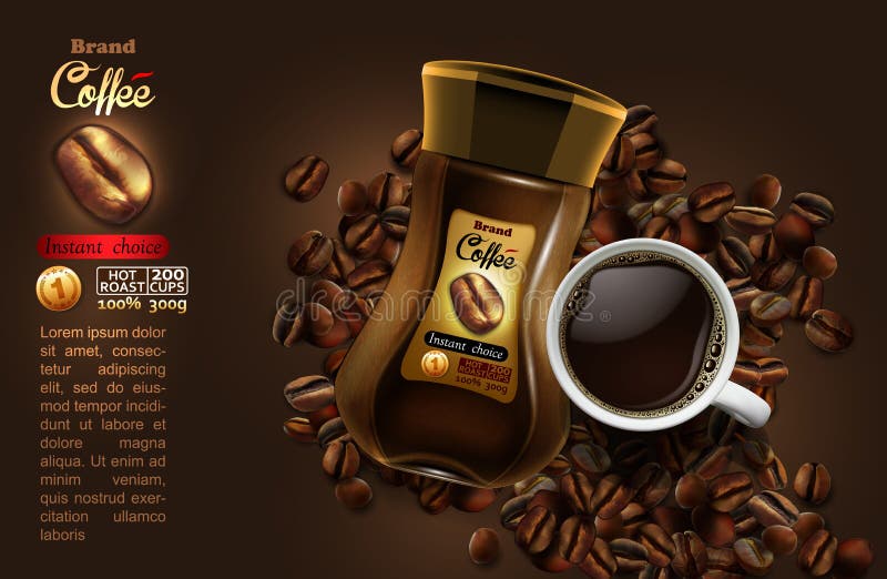 Coffee Advertising Design, High Detailed Realistic Illustration Stock ...