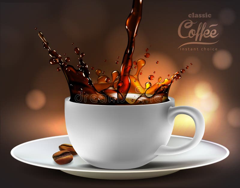 Coffee Advertising Design, High Detailed Realistic Illustration Stock ...