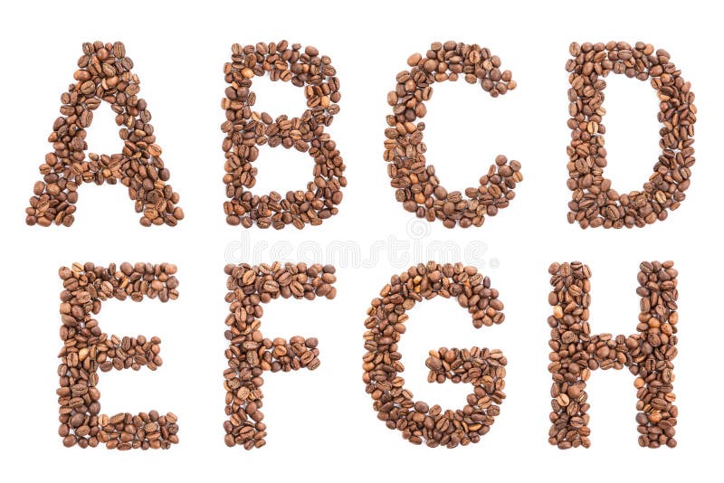 Coffee Alphabet Isolated on White Stock Illustration - Illustration of ...