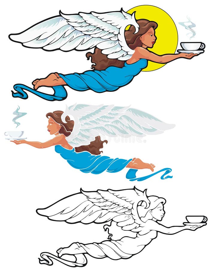 Coffee Angel stock vector. Illustration of angel, morning - 42547106