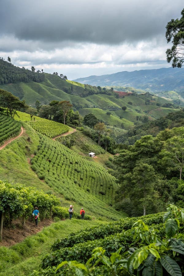 Coffee Area Landscape in Colombia Stock Illustration - Illustration of ...