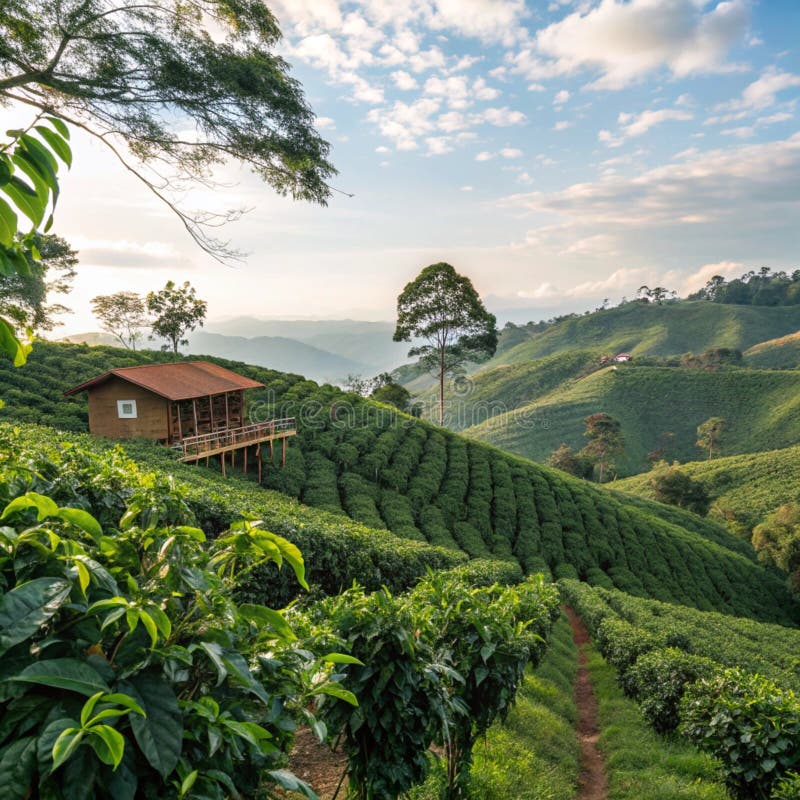 Coffee Area Landscape in Colombia Stock Illustration - Illustration of ...