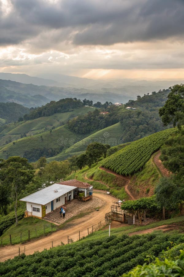 Coffee Area Landscape in Colombia Stock Illustration - Illustration of ...