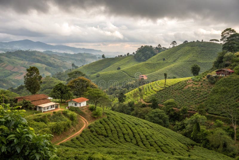 Coffee Area Landscape in Colombia Stock Illustration - Illustration of ...