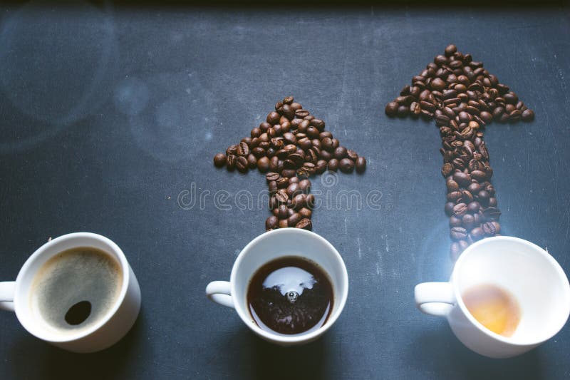 Coffee and Arrow from Coffee Beans. Move Up of Energy. Trend Up of ...