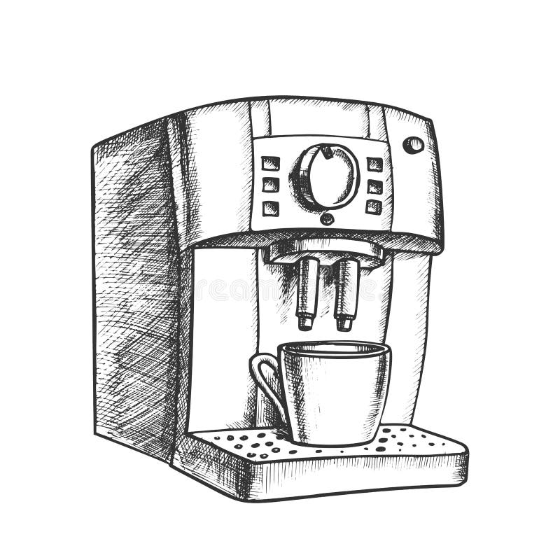 Coffee Automatic Machine with Cup Poster Vector Stock Vector ...