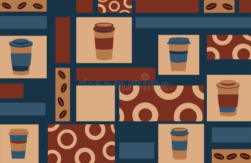 Coffee Background with Decorative Geometric and Abstract Elements ...