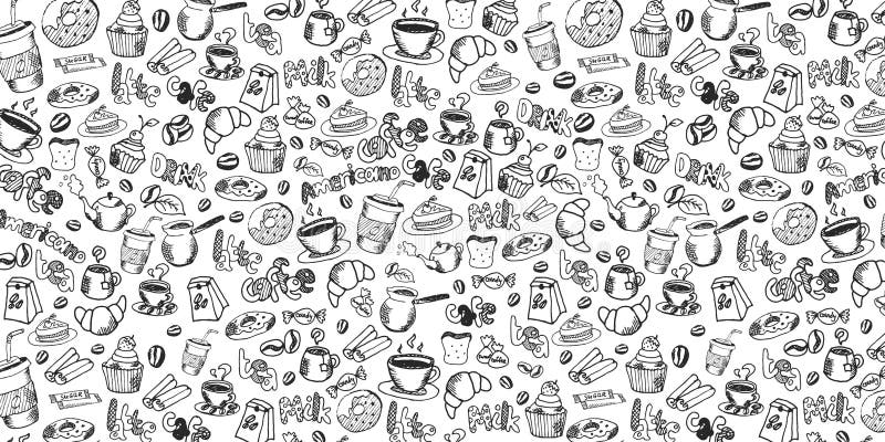 Coffee Background with Hand-draw Doodle Elements. Stock Vector ...