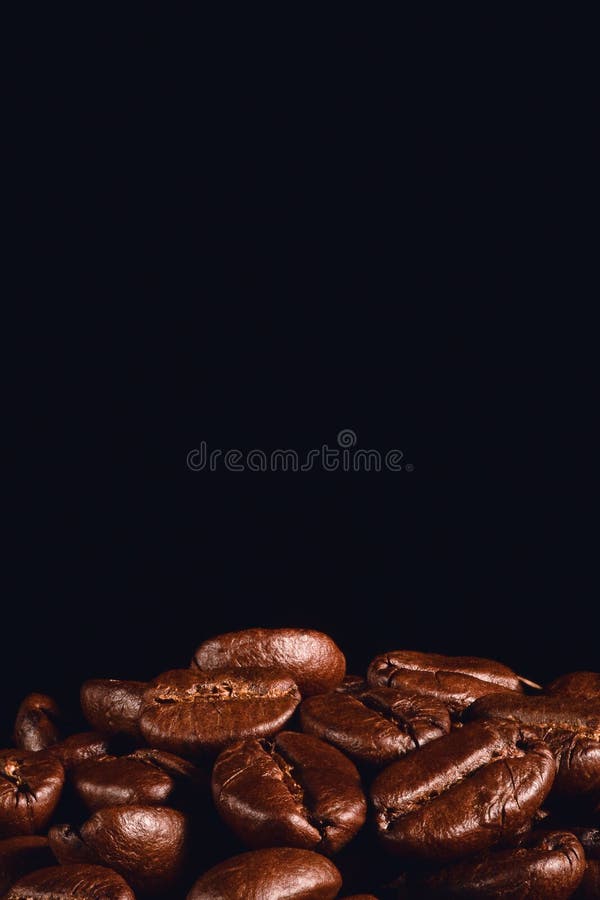 Coffee Background of Roasted Coffee Beans on Dark Background Stock ...