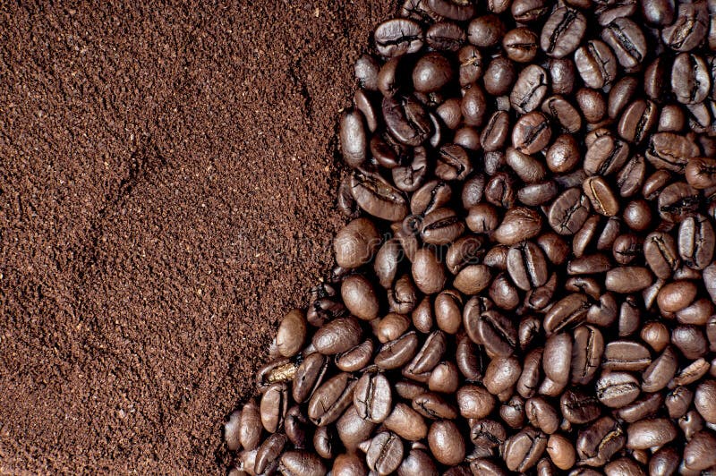 Coffee Background Texture. Ground Coffee and Coffee Beans. Brown ...