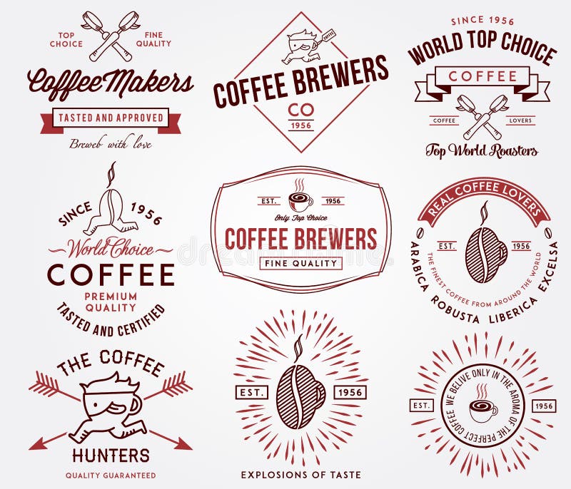 Coffee Badges and Labels Colored Stock Illustration - Illustration of ...