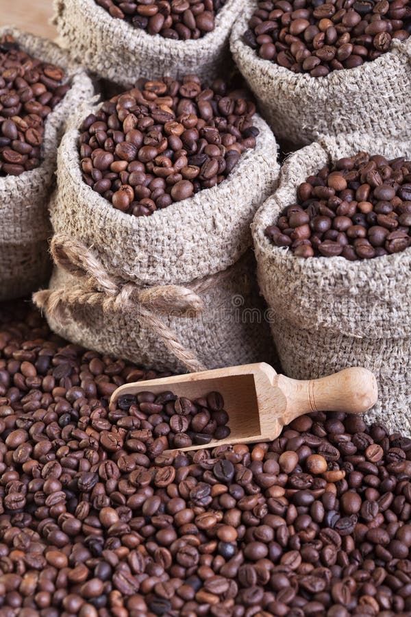 Coffee in bags stock image. Image of grains, bean, caffeine - 28828057