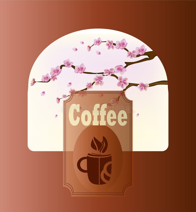 Coffee Banner on the Background of Spring Flowers Stock Vector ...
