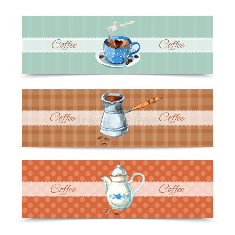 Coffee Banners Set stock vector. Illustration of grinder - 210422343