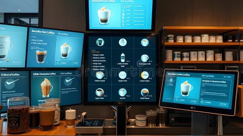 Coffee Bar with Digital Screens and Customer Personalization Features ...