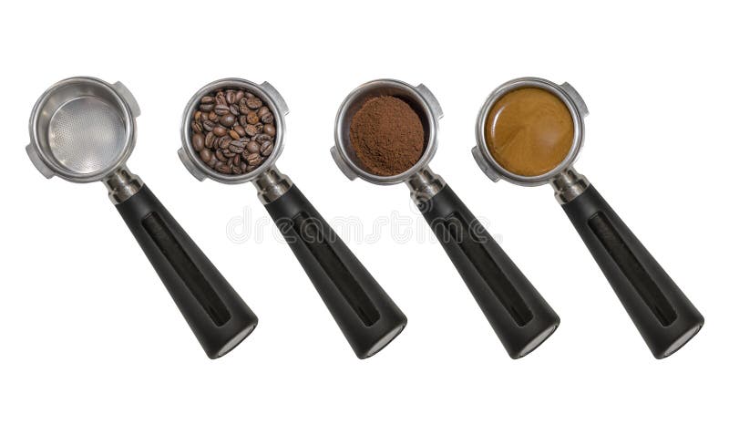 Coffee Barista Scoops Machine Crossing from Empty To a Filed Spoon ...