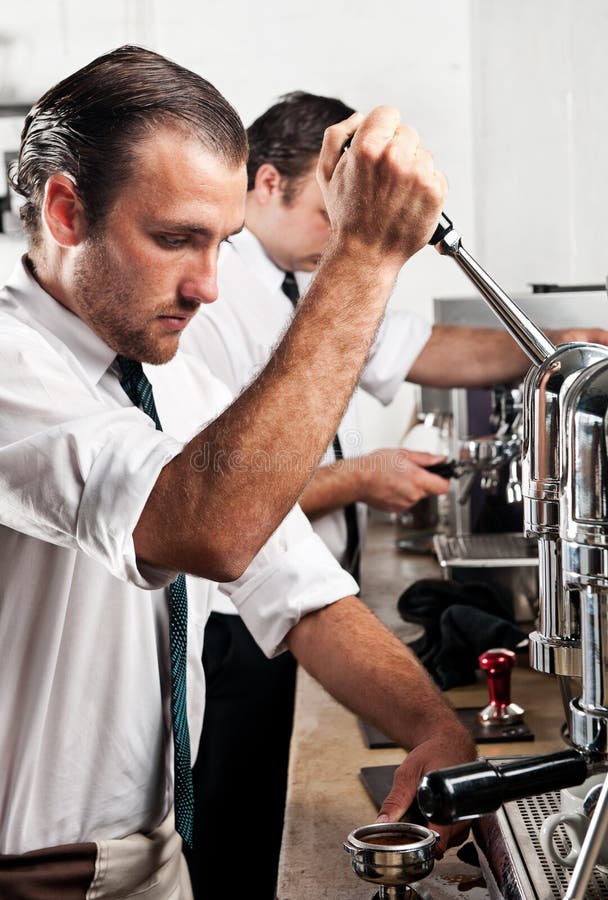 Coffee barista at work stock image. Image of coffee, metallic - 17847367