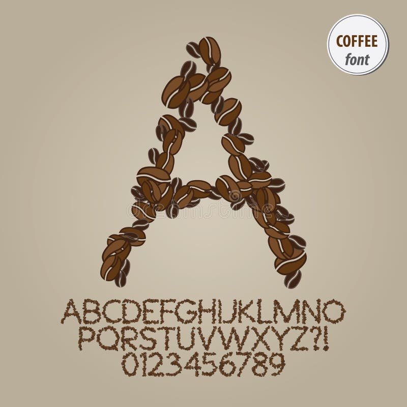 Coffee Bean Alphabet and Digit Vector Stock Vector - Illustration of ...