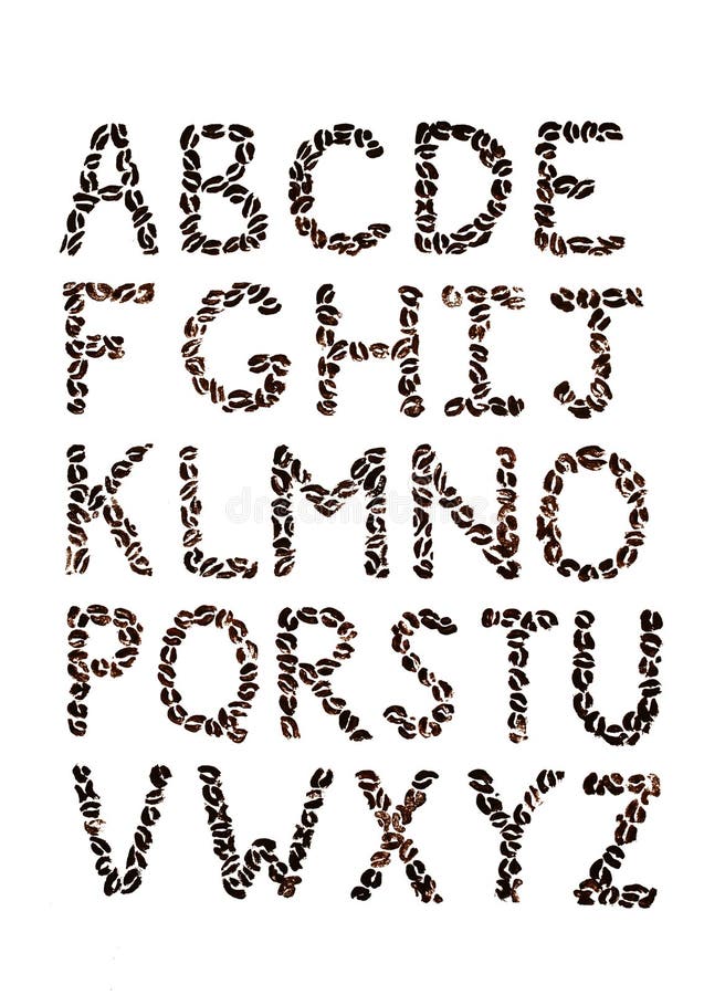 Coffee Bean Alphabet, Hand Drawn Alphabet, Creative Font, Display Font ...