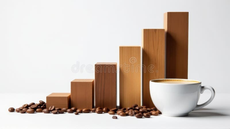 Coffee Bean Bar Graph with Cappuccino Stock Illustration - Illustration ...