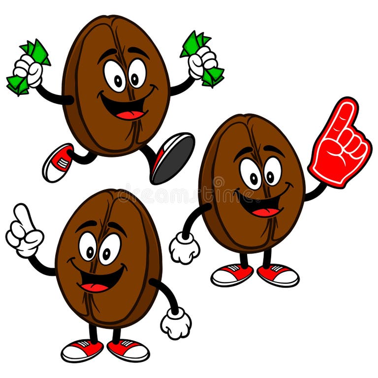 Coffee Bean Character Set 01 Stock Vector - Illustration of bean, mocha ...