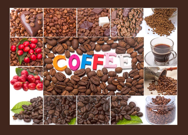 Coffee Bean Collage stock image. Image of dark, food - 153391307