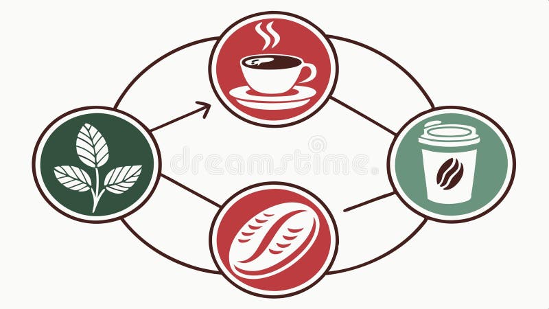 Coffee Bean Cycle, Coffee Production and Beverage Process Vector Design ...