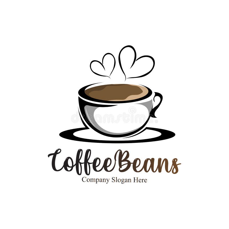 Coffee Bean Drink Logo Design in Brown Color Vector Illustration Stock ...