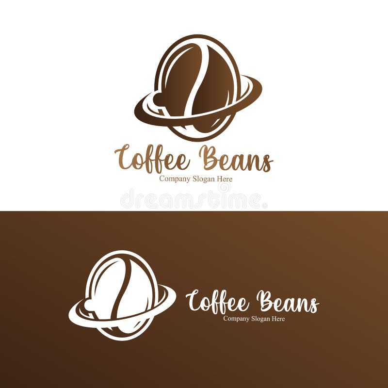 Coffee Bean Drink Logo Design in Brown Color Vector Illustration Stock ...