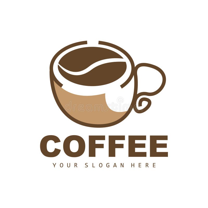 Coffee Bean Drink Logo Design in Brown Color Vector Illustration Stock ...